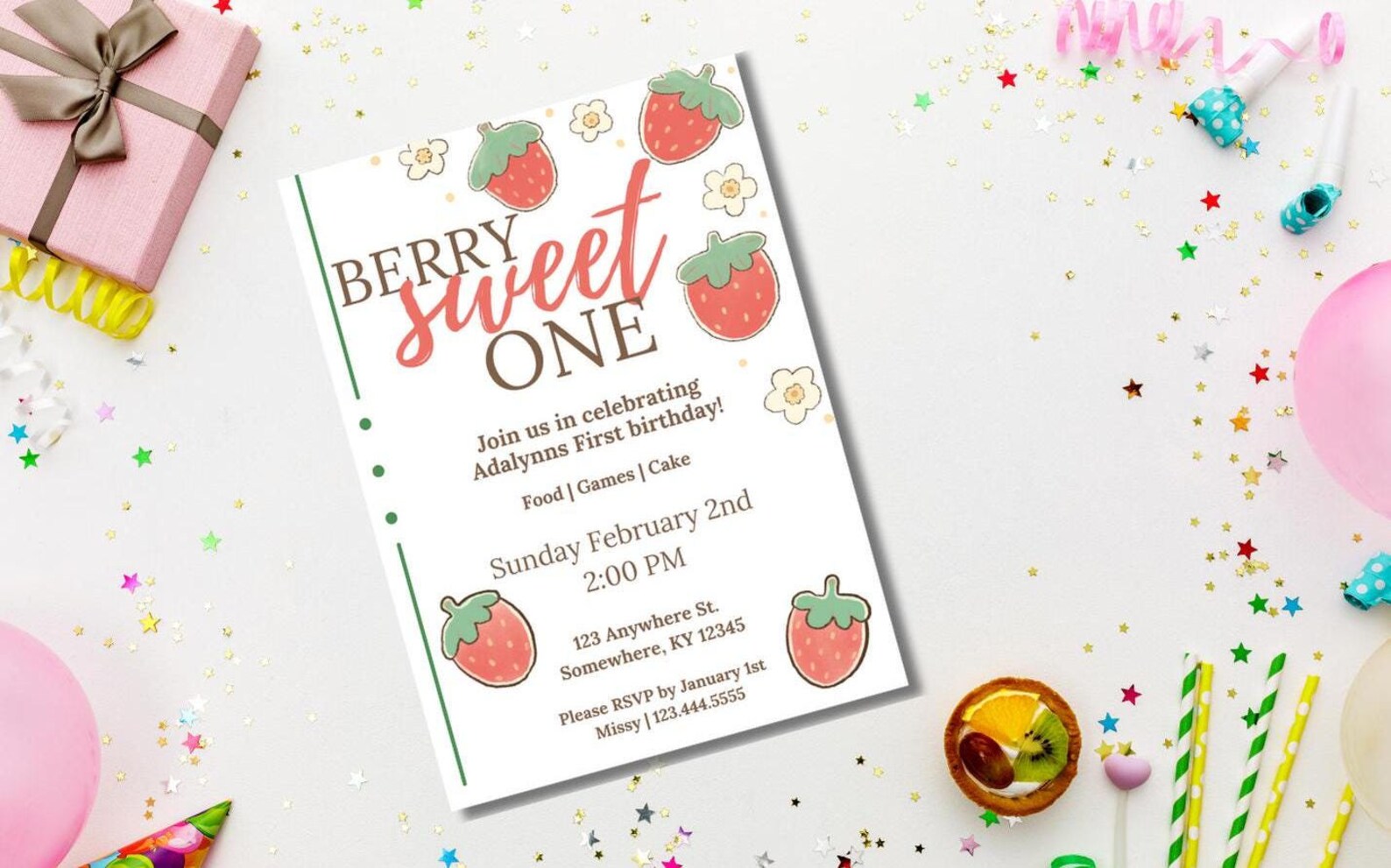 A Berry Sweet Birthday Invitation! - Etsy