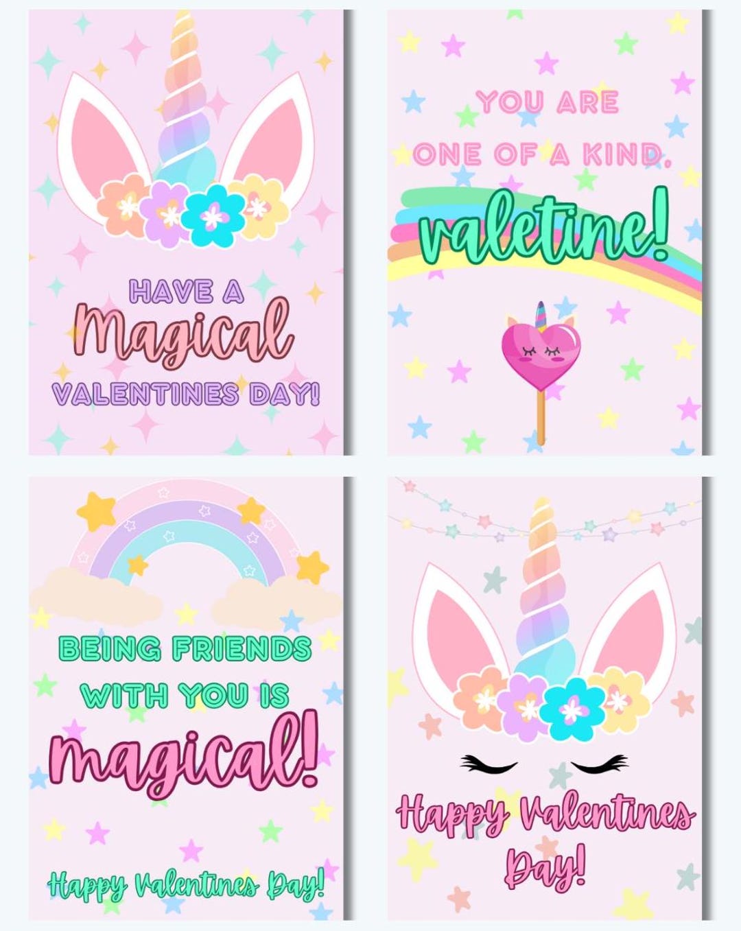 Valentines Day Cards Unicorn Bundle - Etsy