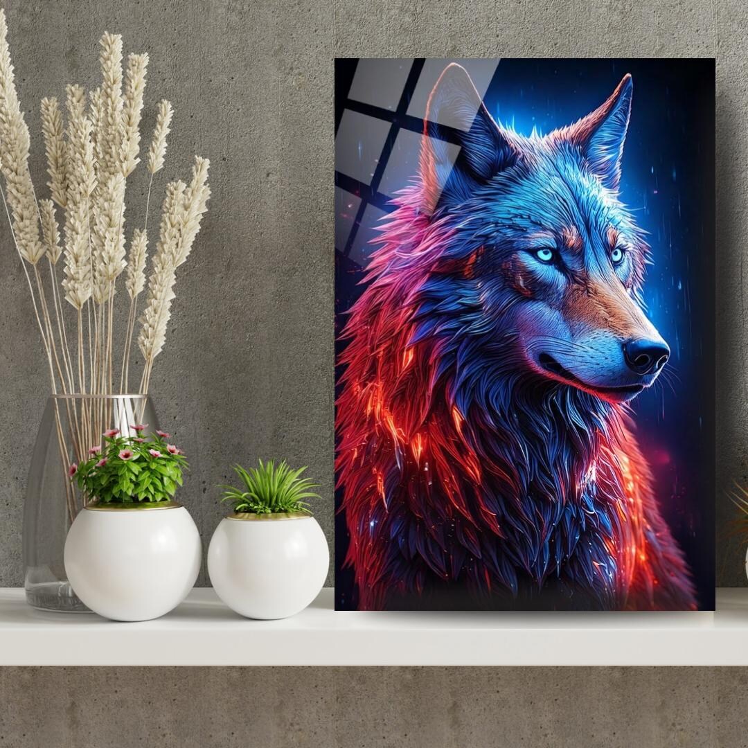 Colorful Glowing Wolf Panel - Where Nature's Energy Meets Ar - Etsy