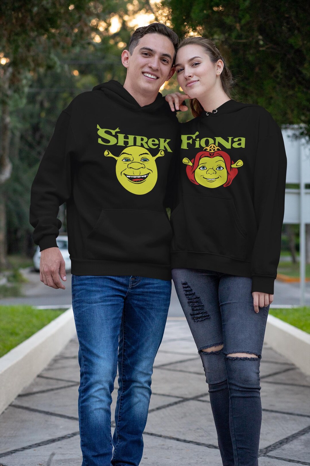 Shrek and Finona Couple Embroidered Sweatshirt, I Love You the Way You ...