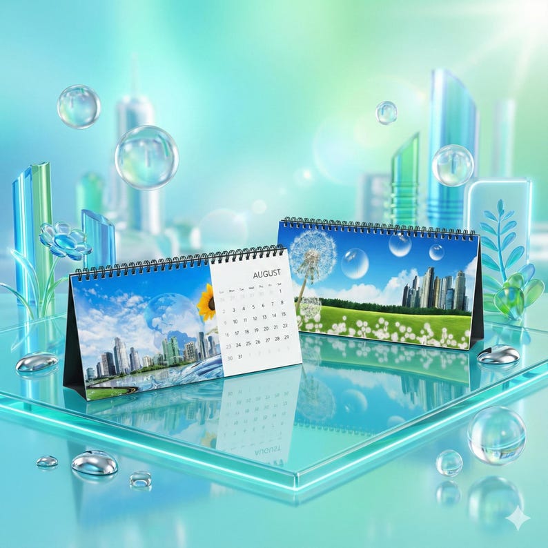Frutiger Aero 2026 Desktop Calendar | Y2K Glossy Tech Aesthetic ...