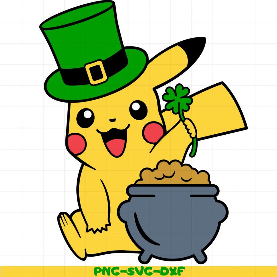 Pikachu St Patrick Day SVG, Pokemon Svg, High Quality Layered Files ...