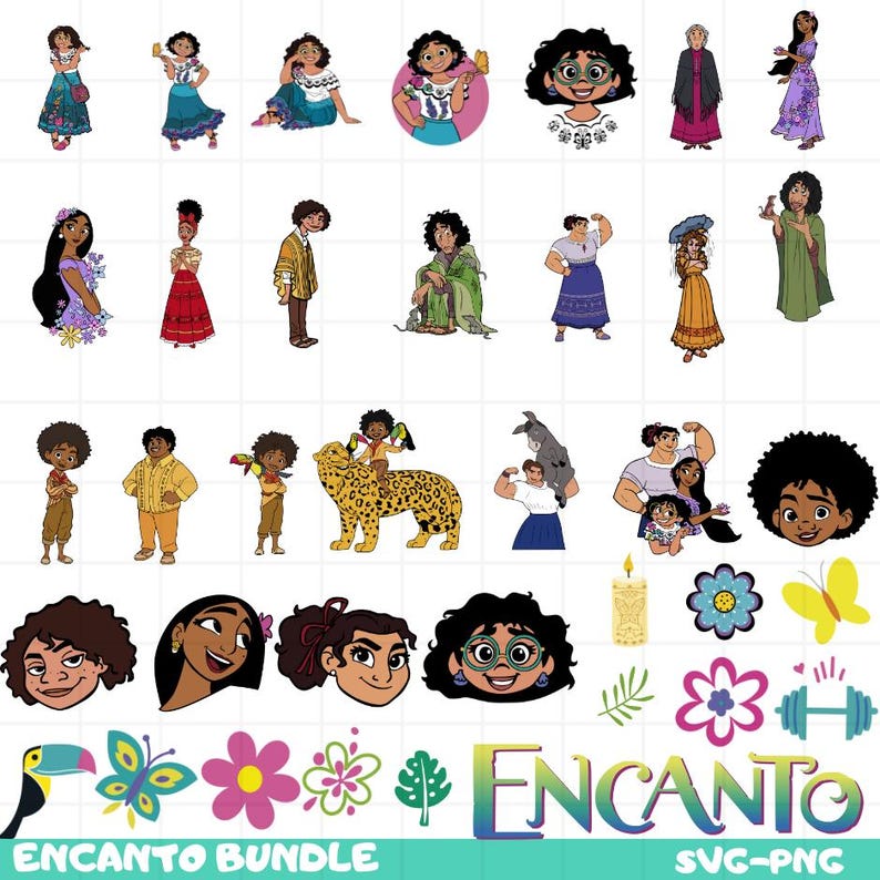Encanto SVG Clipart, Madrigal Family Bundle, Mirabel Isabela PNG ...