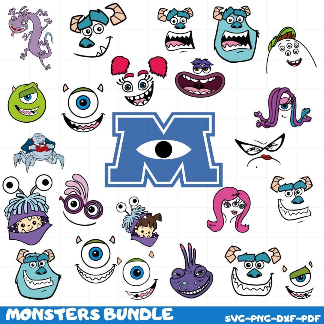 Monsters Inc Set, Monsters Png, Clipart Bundle, Monsters Layered Svg ...