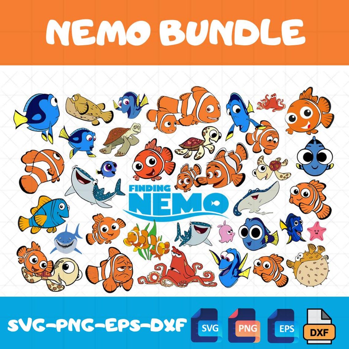 Nemo SVG, Nemo PNG Clipart Bundle, Nemo Digital Papers, Fish Clipart ...