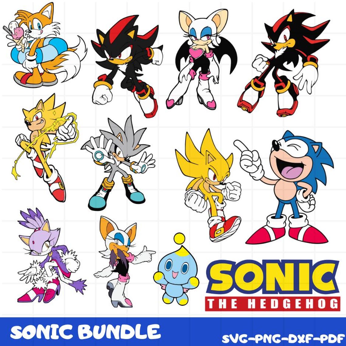 Sonic SVG Bundle, Cute Sonic the Hedgehog Clipart, Tails Knuckles Amy ...