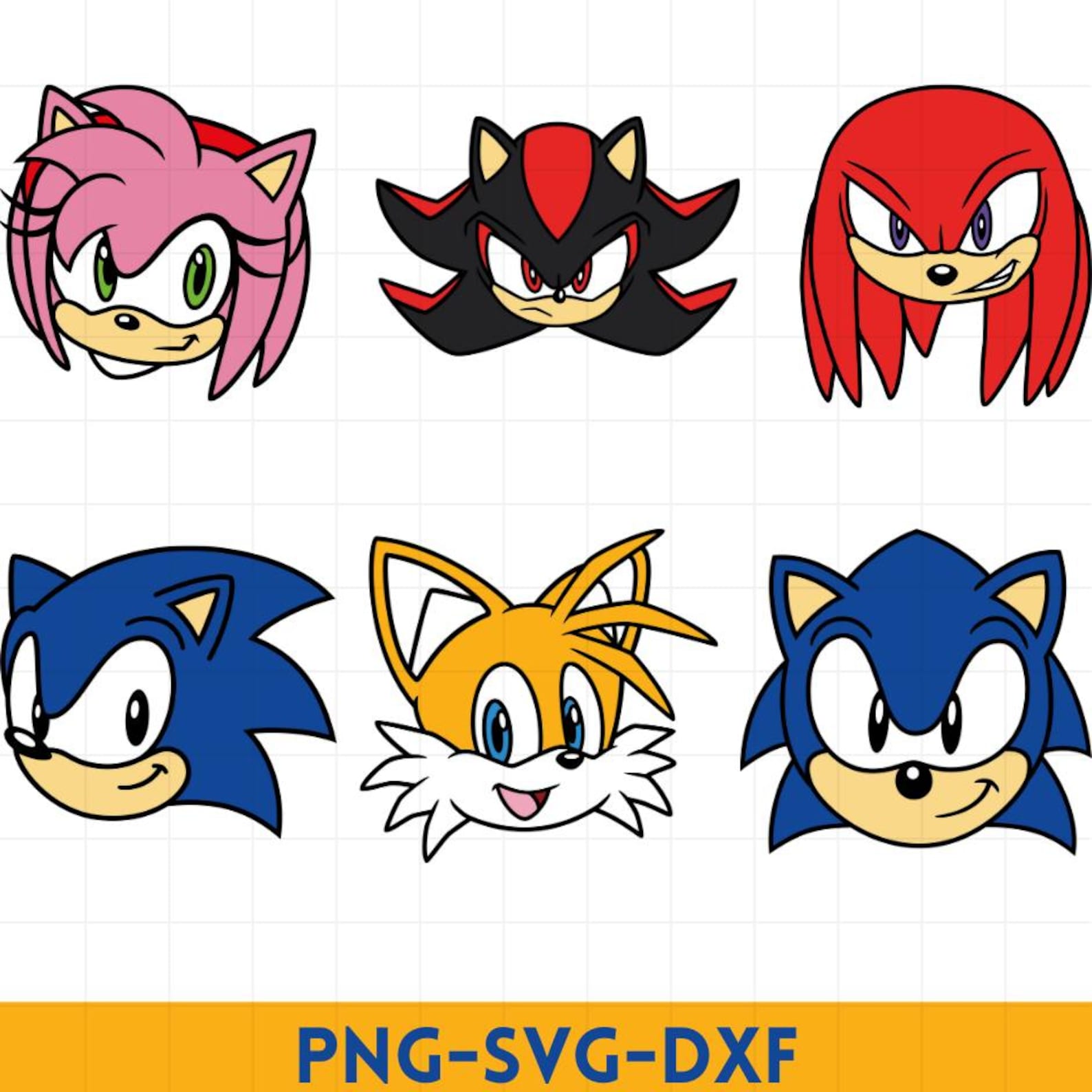 Sonic the Hedgehog Bundle Svg, Sonic Face Svg, Sonic Head Svg, Layered ...