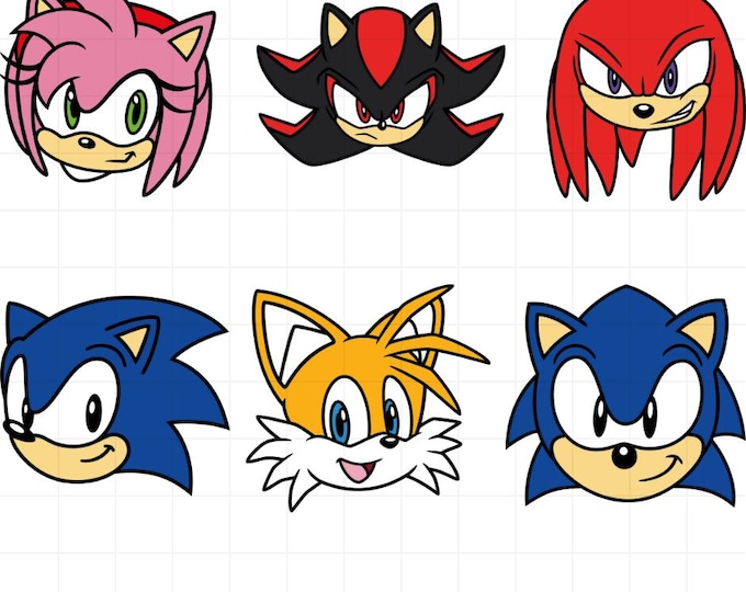 Sonic the Hedgehog Bundle Svg, Sonic Face Svg, Sonic Head Svg, Layered ...