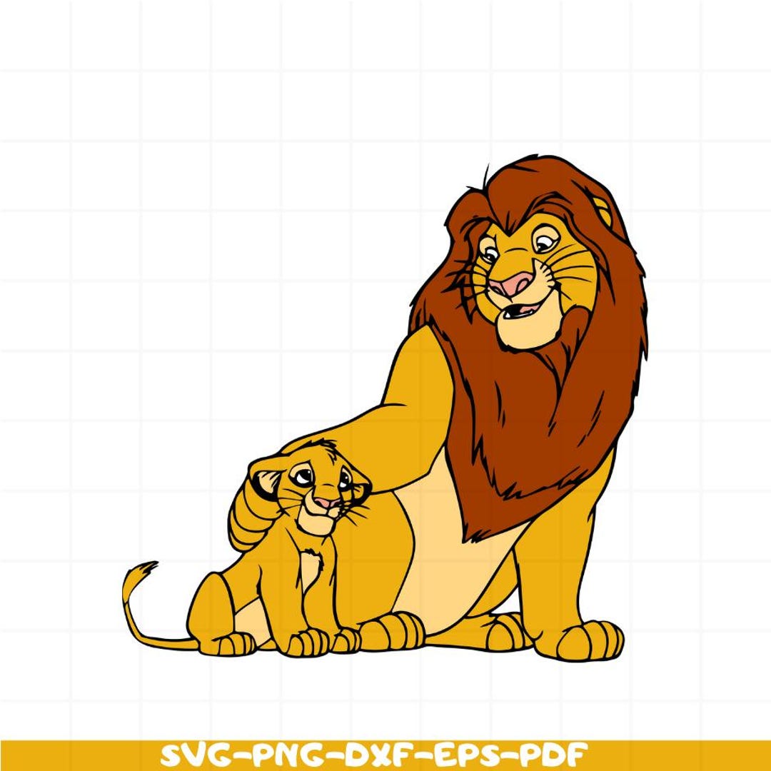Lion King Svg Png Dxf Eps Pdf, Simba and Mufasa Clipart, Lion King Dad and Son, Digital Lion ...
