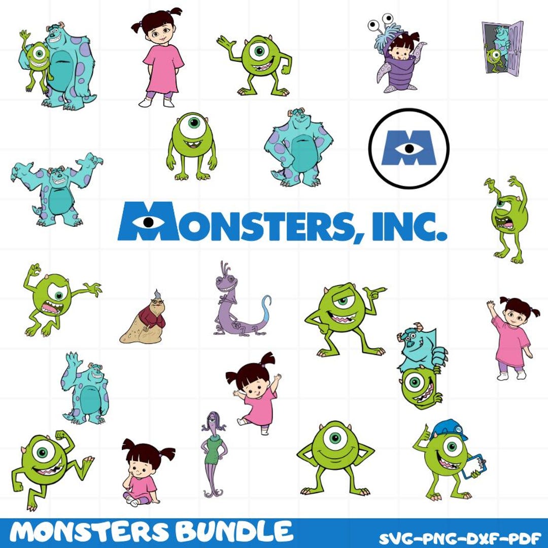 Monsters Inc Set, Monsters Png, Clipart Bundle, Monsters Layered Svg ...