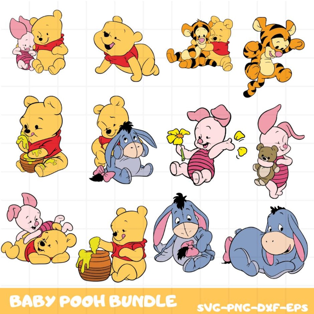 Baby Winnie The Pooh Svg Bundle Baby Piglet Tigger Eeyore Clipart