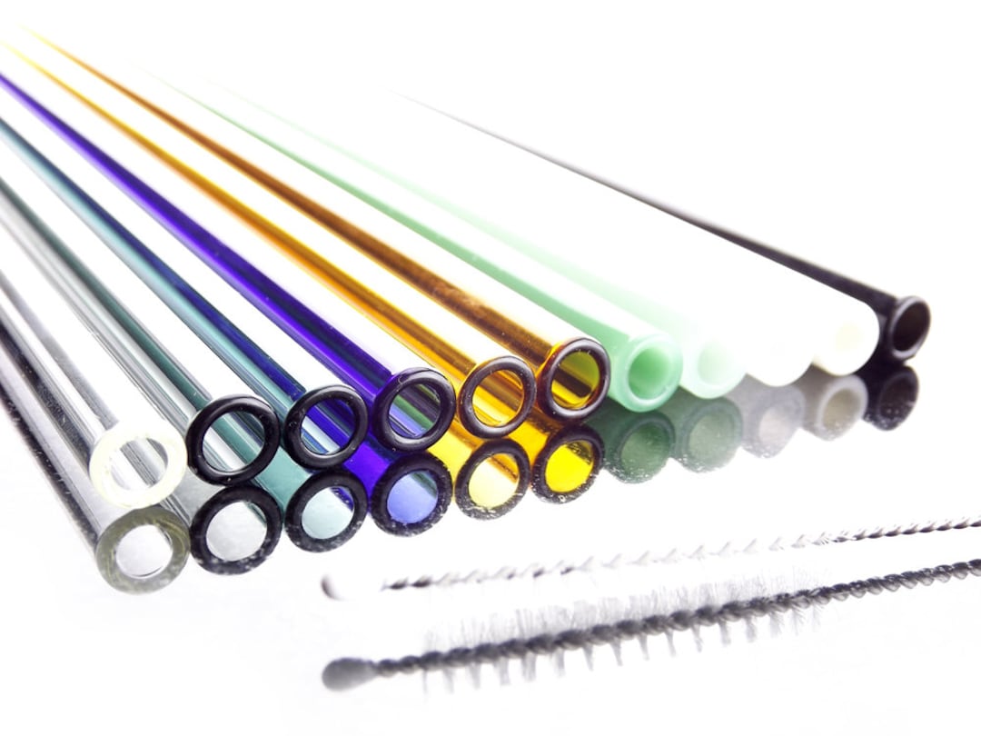 Colored Glass Drinking Straws: Handmade, Reusable With Brush, Multiple ...