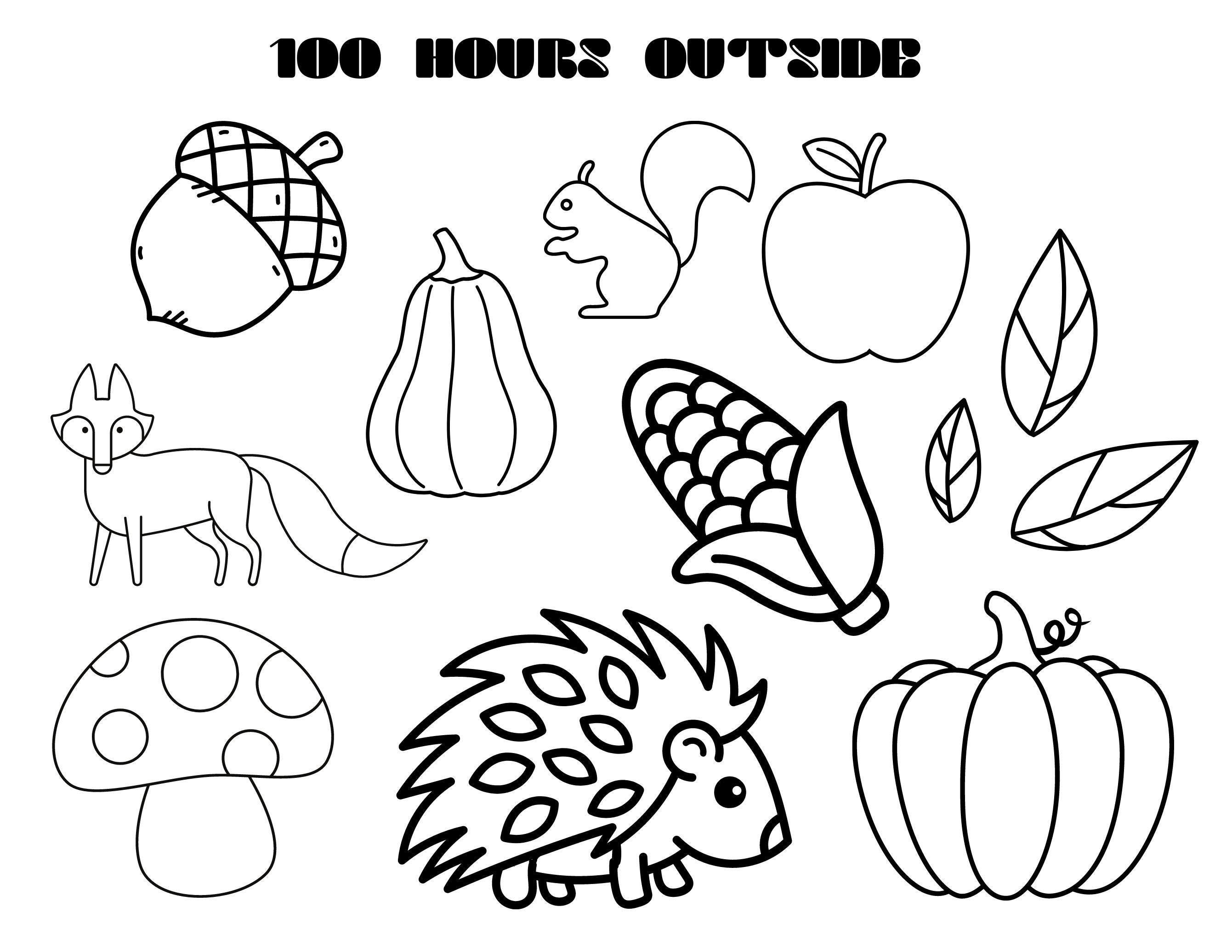 100 Hours Outside Tracker Printable PDF Autumn Fall - Etsy