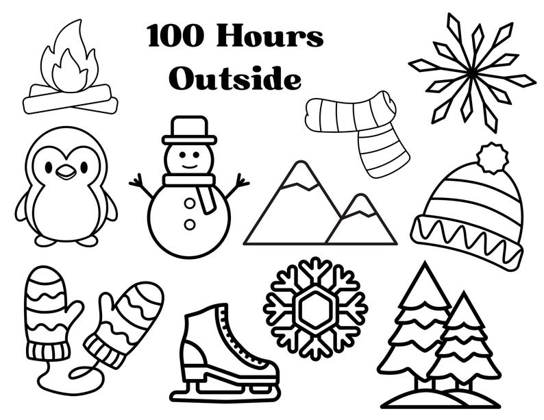 100 Hours Outside Tracker Printable PDF Winter - Etsy