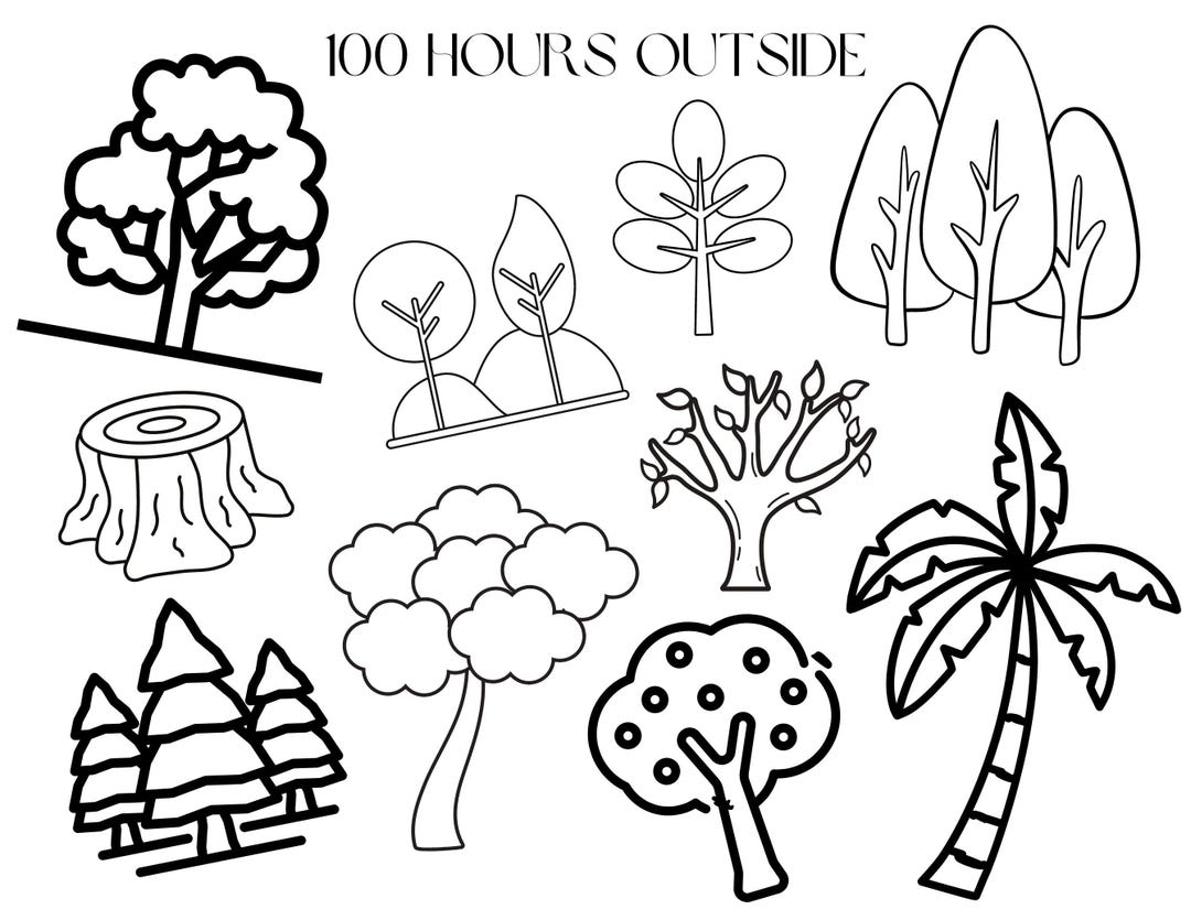 100 Hours Outside Tracker Printable PDF Trees - Etsy