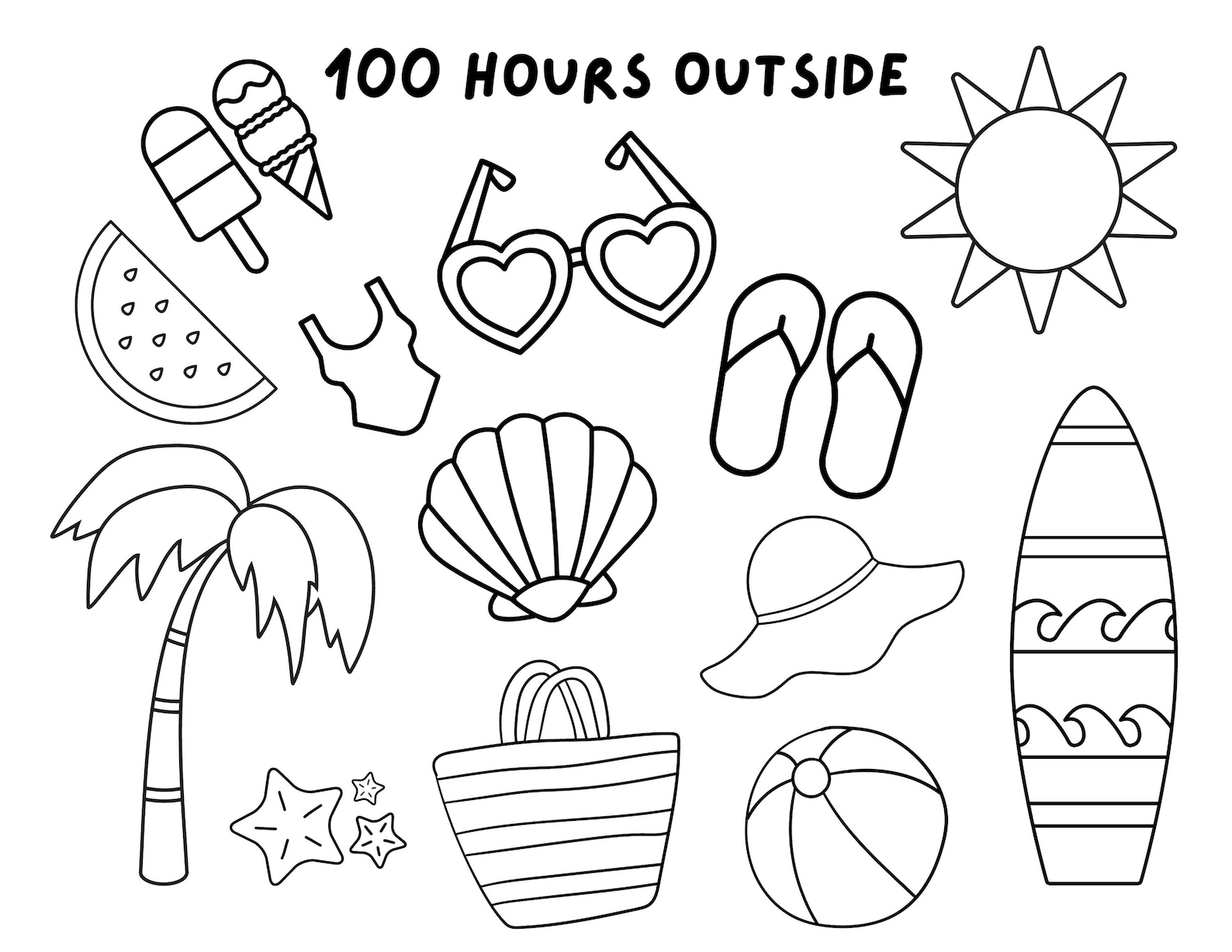 100 Hours Outside Tracker Printable PDF Summer - Etsy