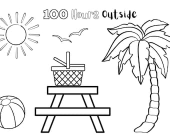 100 Hours Outside Tracker Printable PDF Flowers - Etsy