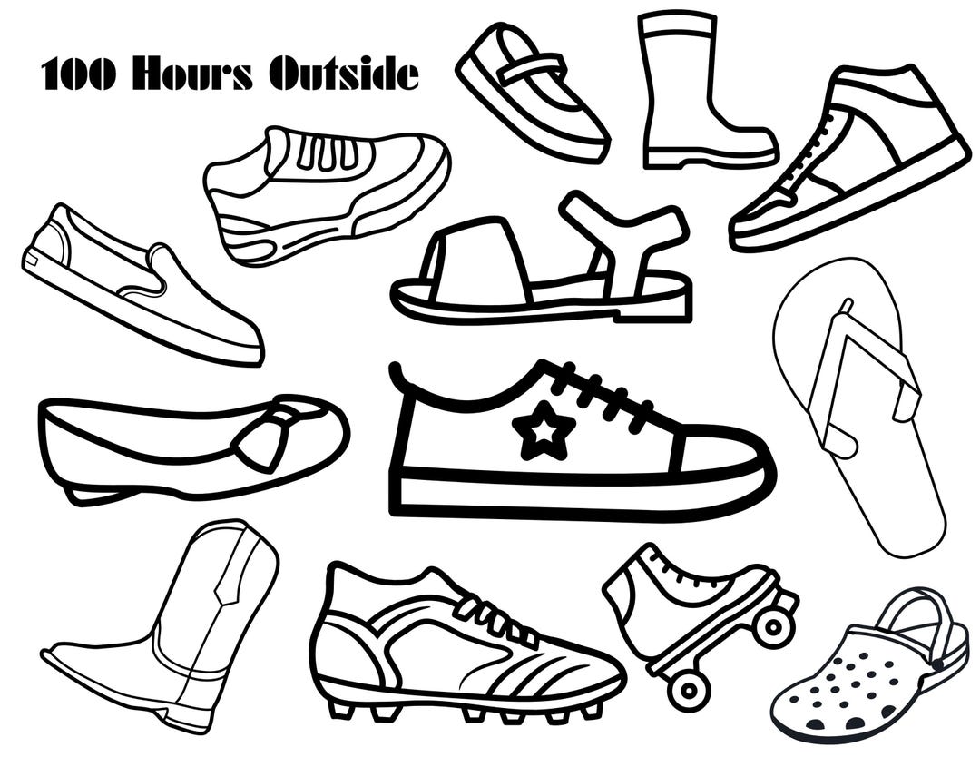 100 Hours Outside Tracker Printable PDF Shoes - Etsy