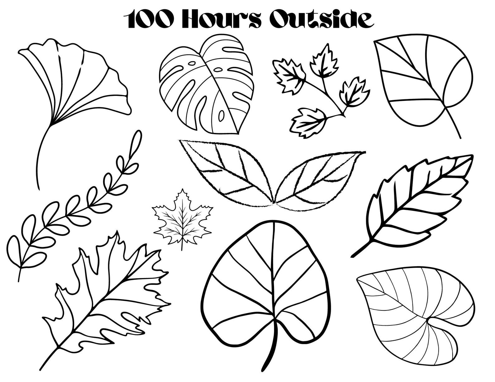 100 Hours Outside Tracker Printable PDF Leaves - Etsy