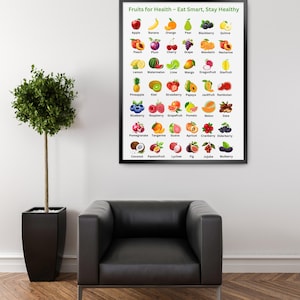 Fruits Printable Poster | Kitchen Wall Art | Digital Download | Healthy ...