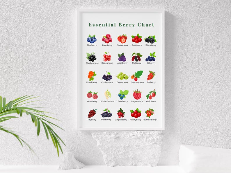 Berry Chart Poster: Kitchen Wall Art for Kids & Adults (digital ...