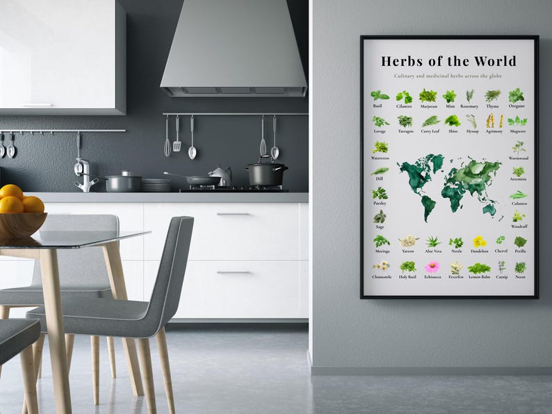 Herbs of the World Poster: Culinary & Medicinal Chart (digital Download ...
