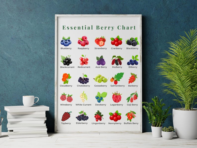 Berry Chart Poster: Kitchen Wall Art for Kids & Adults (digital ...
