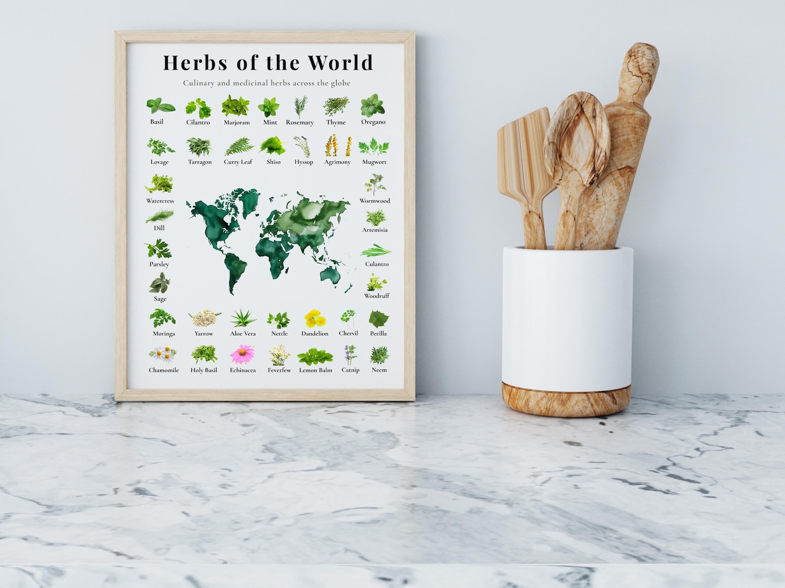 Herbs of the World Poster: Culinary & Medicinal Chart (digital Download ...