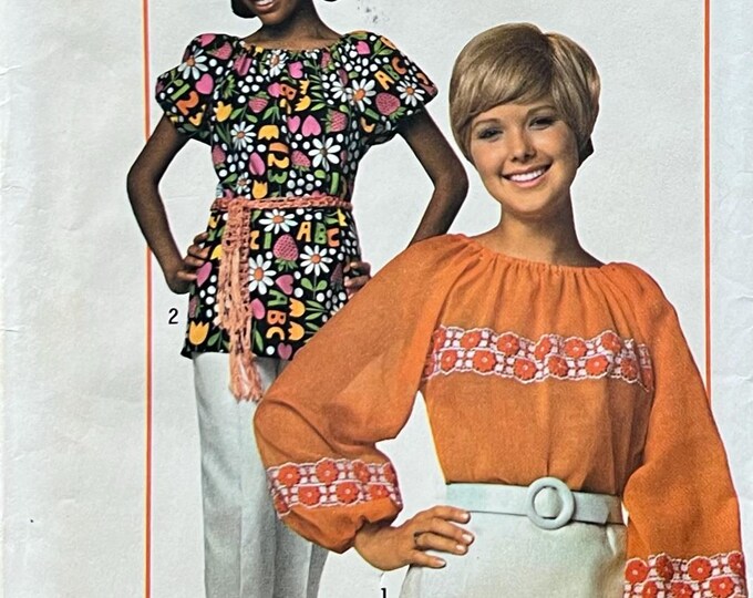 UNCUT 1970s Pattern Simplicity 9231 - Super Simple Peasant Blouse ...