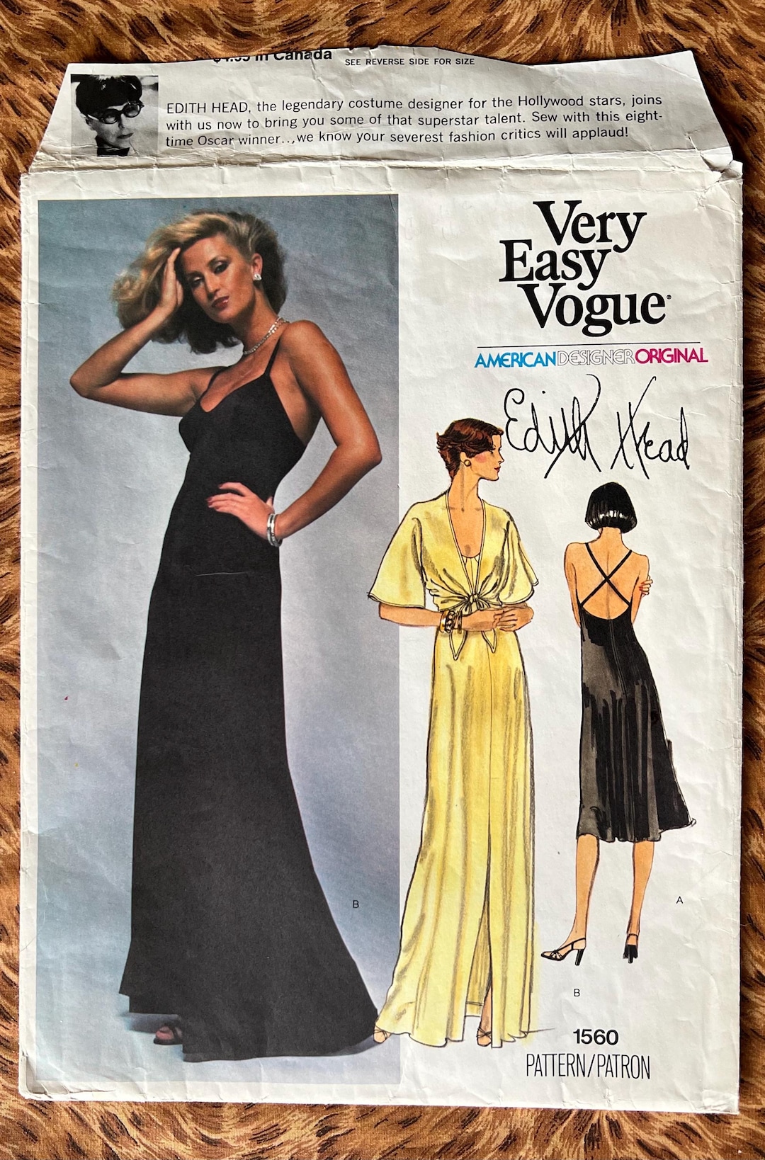 1970s Pattern Vogue 1560 - Edith Head Fit & Flare Gown, Front Tie ...