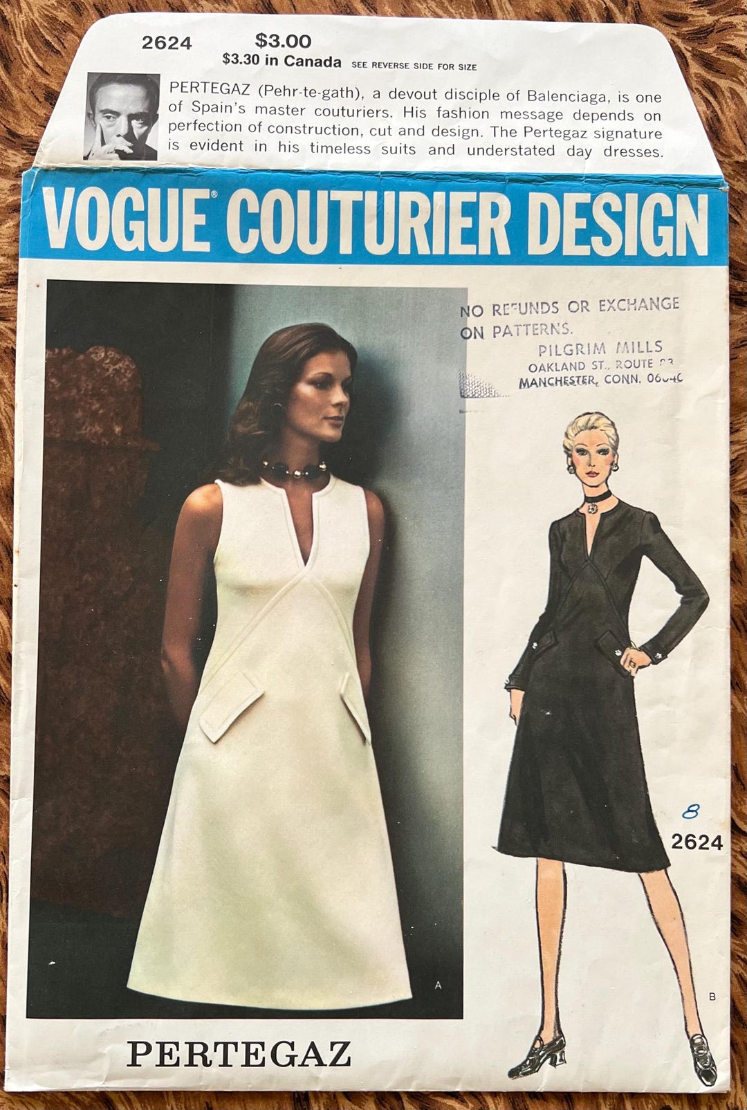 UNCUT 1970s Pattern Vogue Couturier Design 2624 - Pertegaz Mod Mini A ...