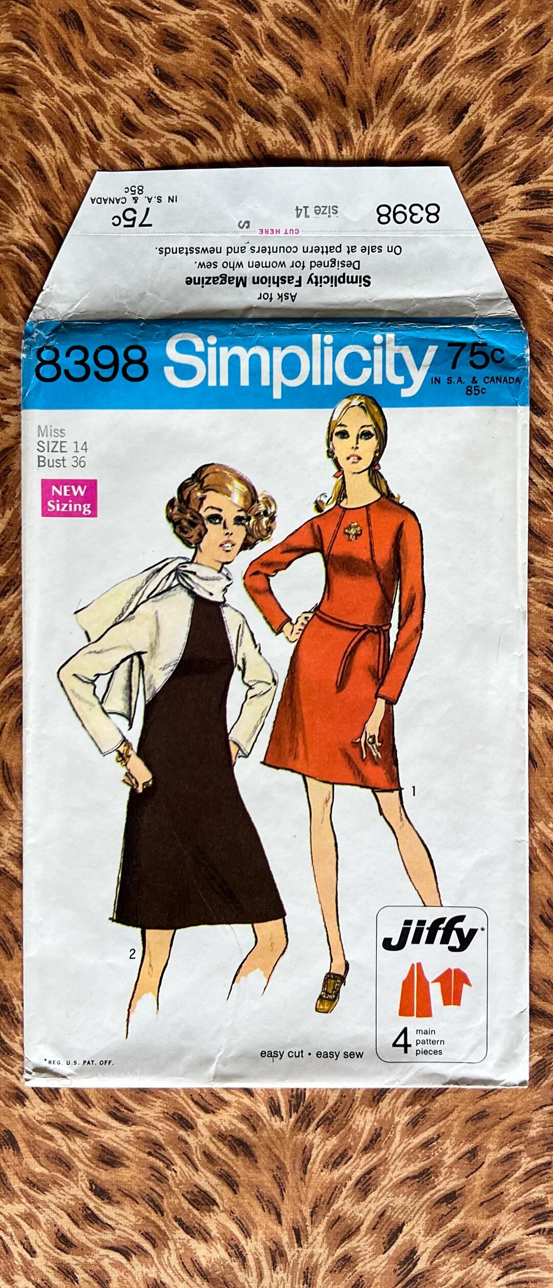 UNCUT 1960s Pattern Simplicity 8398 - A-line Dress & Scarf - Color ...