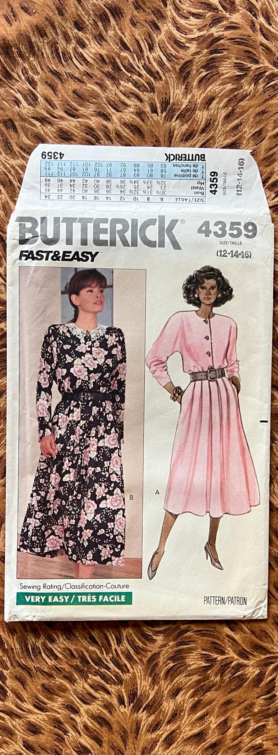 UNCUT 1980s Pattern Butterick 4359 - Flared Dress W/ Button Bodice ...