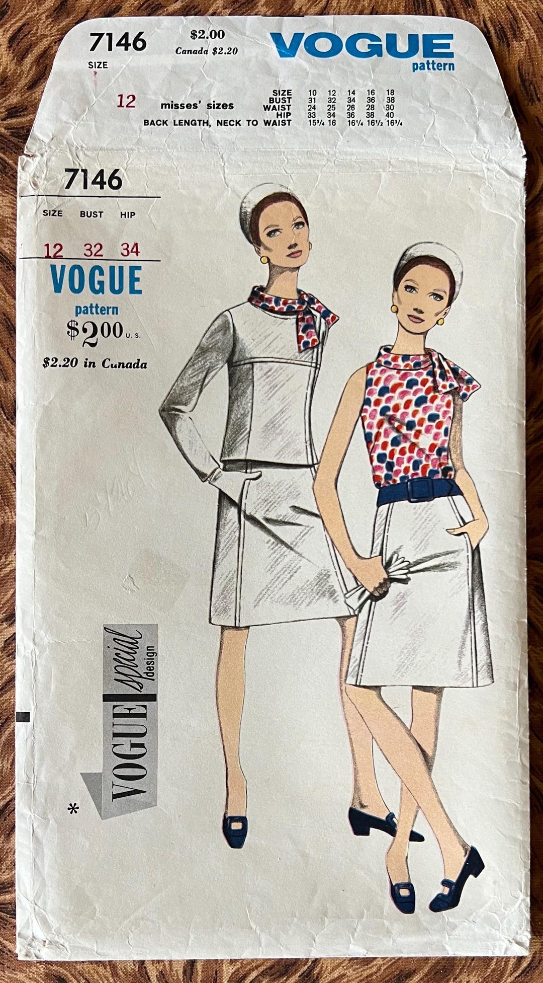 UNCUT 1960s Vogue Special Design Pattern 7146 - Suit - Side-snap ...