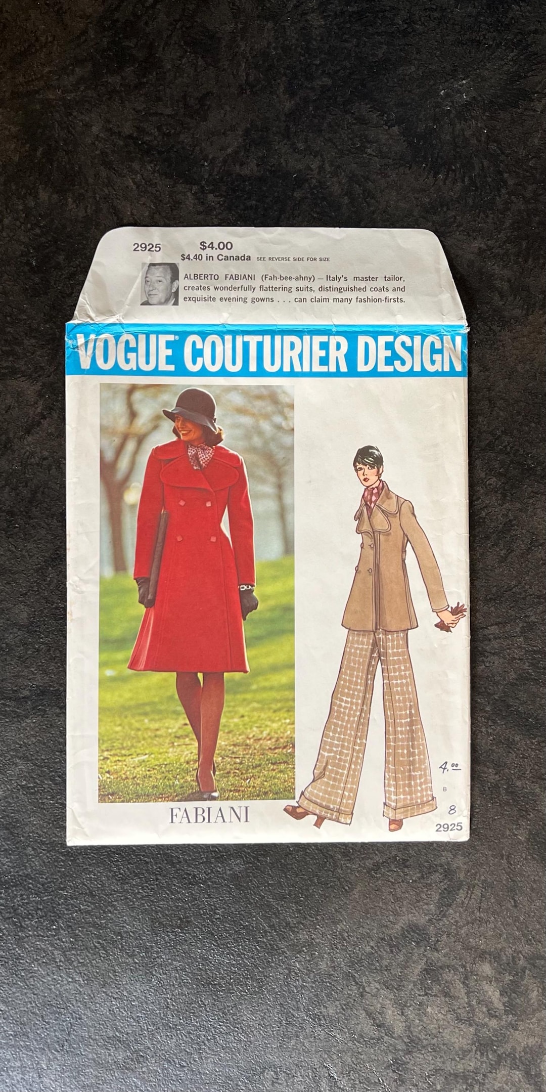 UNCUT Pattern 1970s Vogue Couturier 2925 - Fabiani Coat & Wide-leg ...