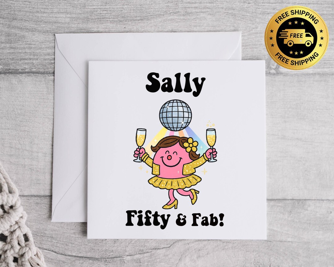 Personalised 50th Birthday Card: Fifty & Fab Cheers Design - Fast UK ...
