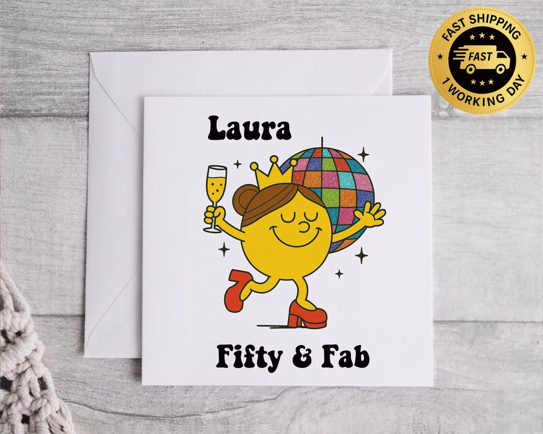 Personalised 50th Birthday Card: 50 & Fab Disco Design - Fast UK ...