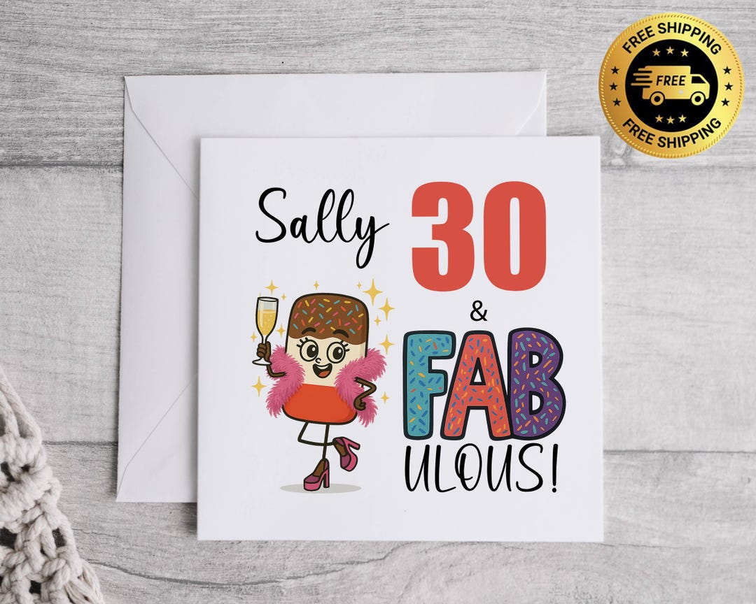 Personalised 30th Birthday Card: 30 & Fab Lolly Design - Fast UK ...