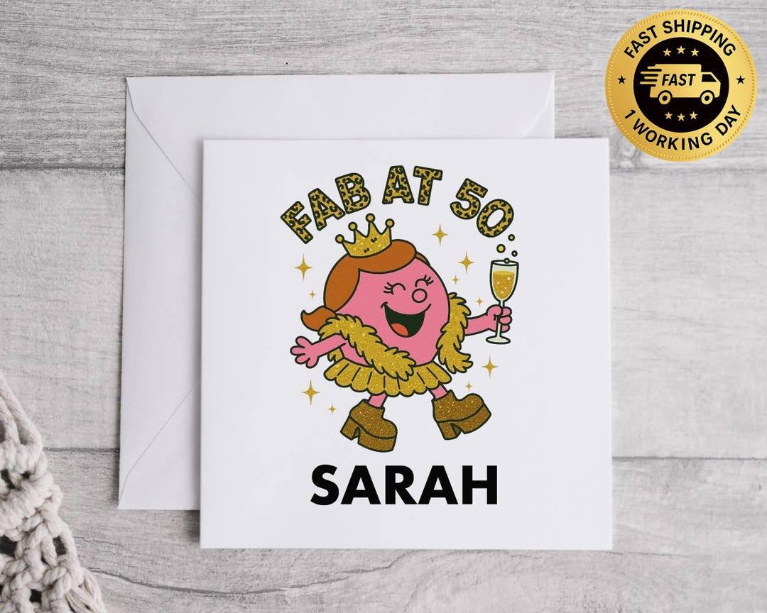 Personalised 50th Birthday Card for Her: Fab at 50, Fast UK Post! - Etsy UK