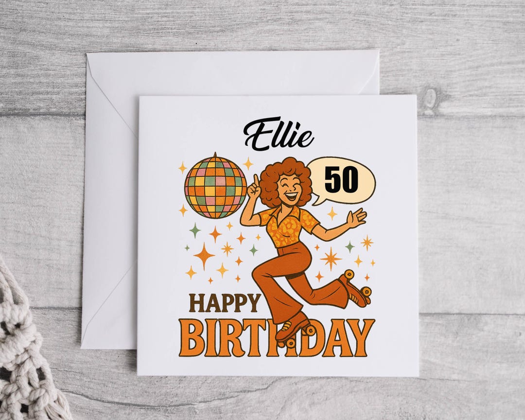 Personalised 50th Birthday Card: Roller Disco Design, Fast UK Post - Etsy