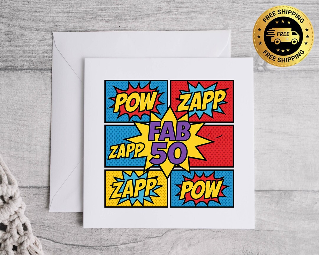 Personalised 50th Birthday Card: Fab Pop Art Design Fast UK Post - Etsy