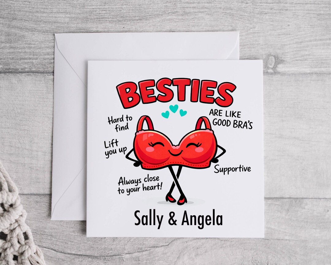Bestie Birthday Card - Funny Bra Design - Custom Print - Etsy UK