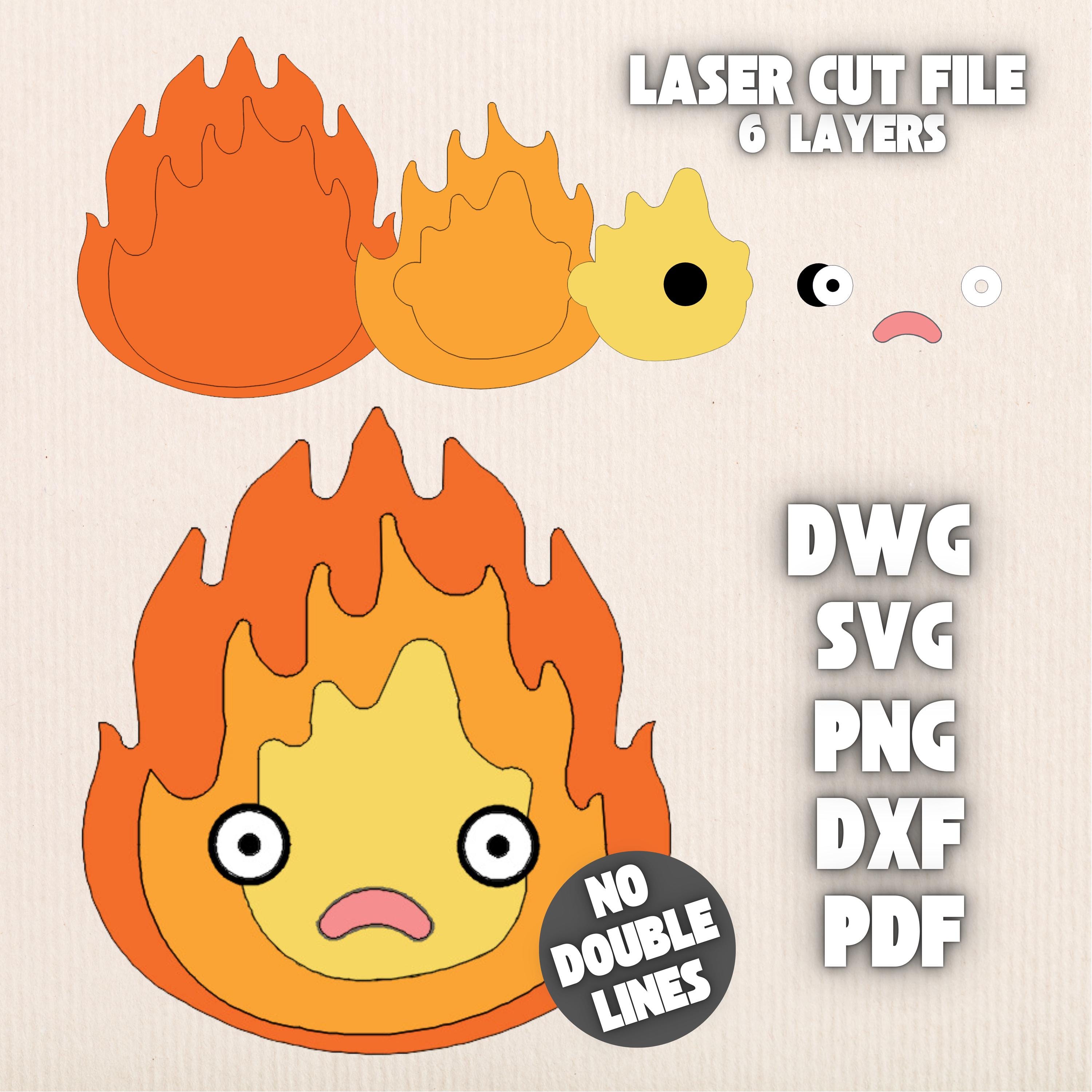 Calcifer SVG, DXF, PNG, Dwg Pdf Cut Layer File Silhouette Multilayer ...