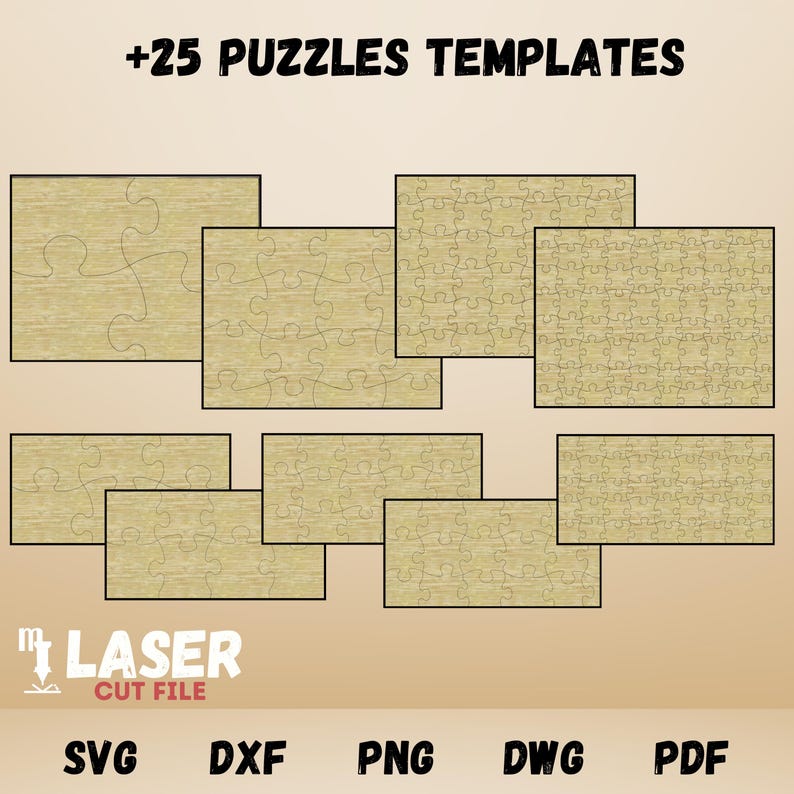Jigsaw Puzzle Template - Laser Cut Puzzle Piece Svg Pdf Png Dxf Dwg ...