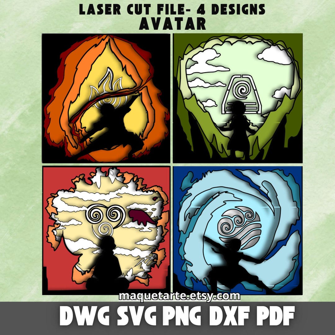 ANIME CHARACTERS SVG Dxf Png Dwg Pdf Cut Layer Silhouette Multilayer ...