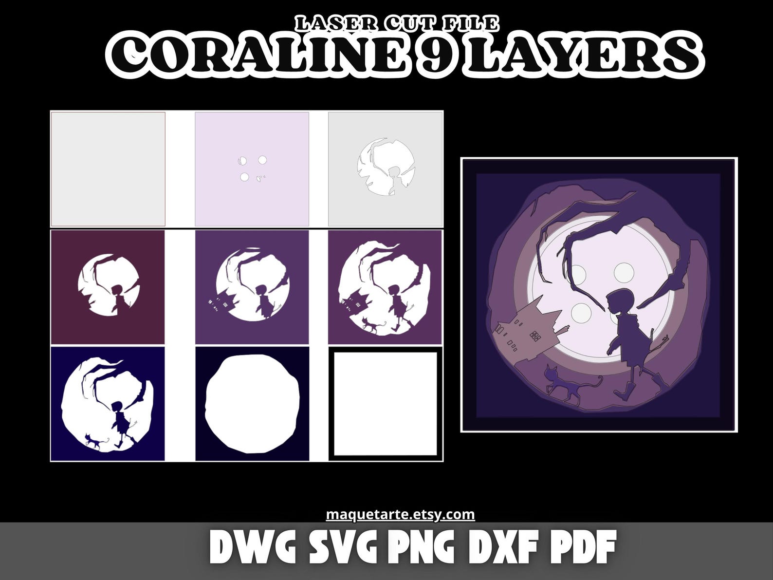 Caroline Light Box LASER CUT SVG for Cutting Machines Dxf, Png, Dwg Pdf ...