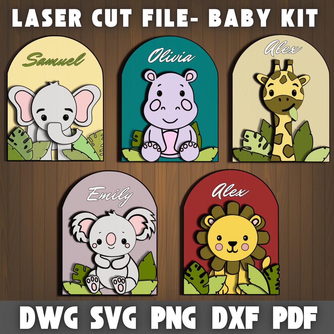 Baby Name Sign SVG Bundle. Laser Cut File for Glowforge, Animals Fox ...