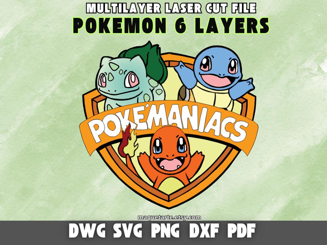 POKEMON ANIME SVG, Dxf, Png, Dwg Pdf Cut Layer Silhouette Multilayer ...