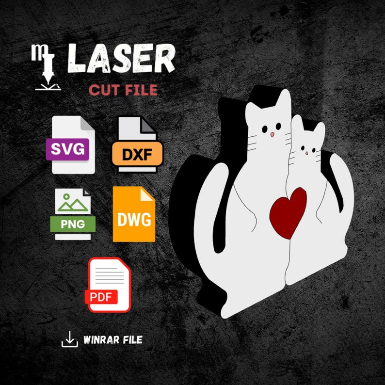 LASER CUTTING FILE. Cats Families - Digital File, Decoration, Home ...