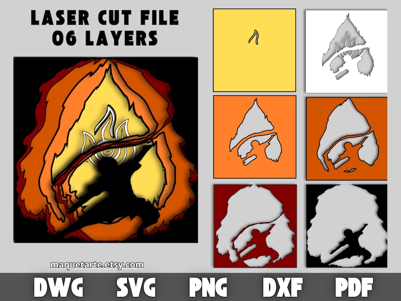 ANIME CHARACTERS SVG Dxf Png Dwg Pdf Cut Layer Silhouette Multilayer ...